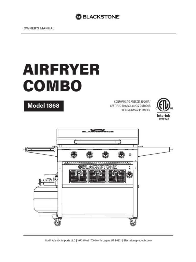Blackstone 36 Airfryer 1868 OwnersManual V3a | PDF