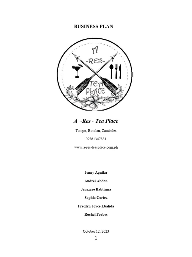 Business Plan for A ~Res~ Tea Place | PDF | Advertising | Waiting Staff