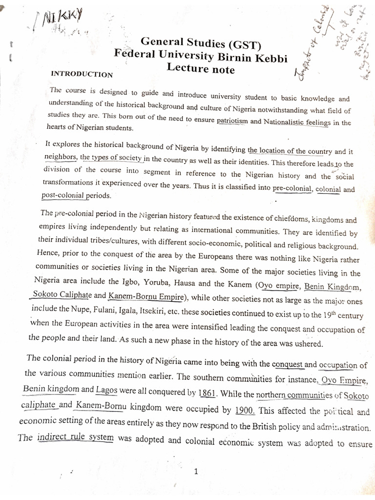 GST 102 Lecture Note | PDF