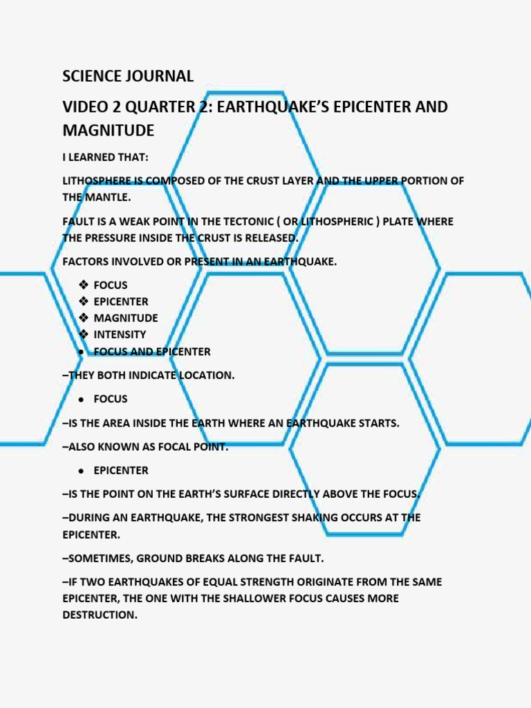 Science Journal 8 Quarter 2 Video Lesson 2 | PDF