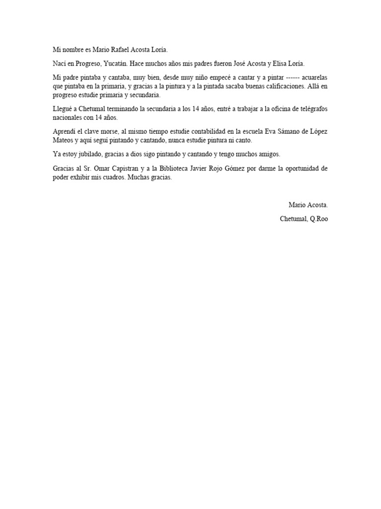 Biografia de Mario Acosta | PDF