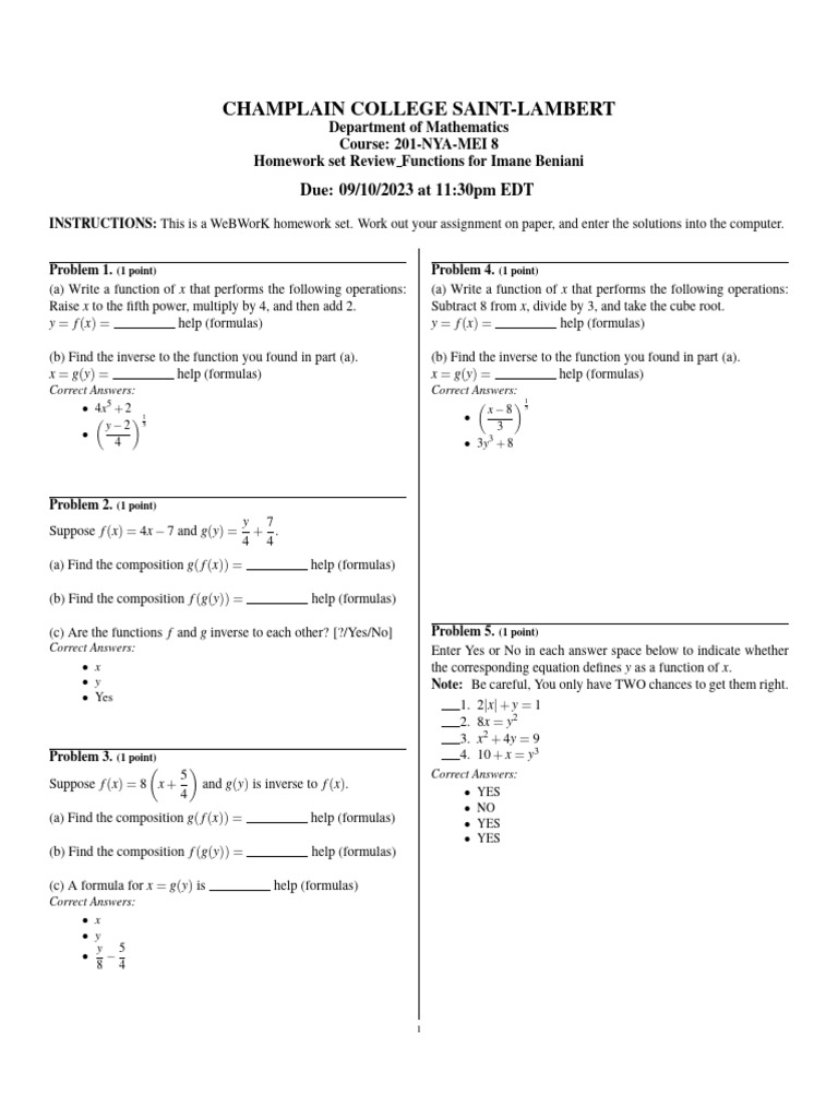 201-NYA-MEI 2330067 Review - Functions | PDF | Function (Mathematics ...
