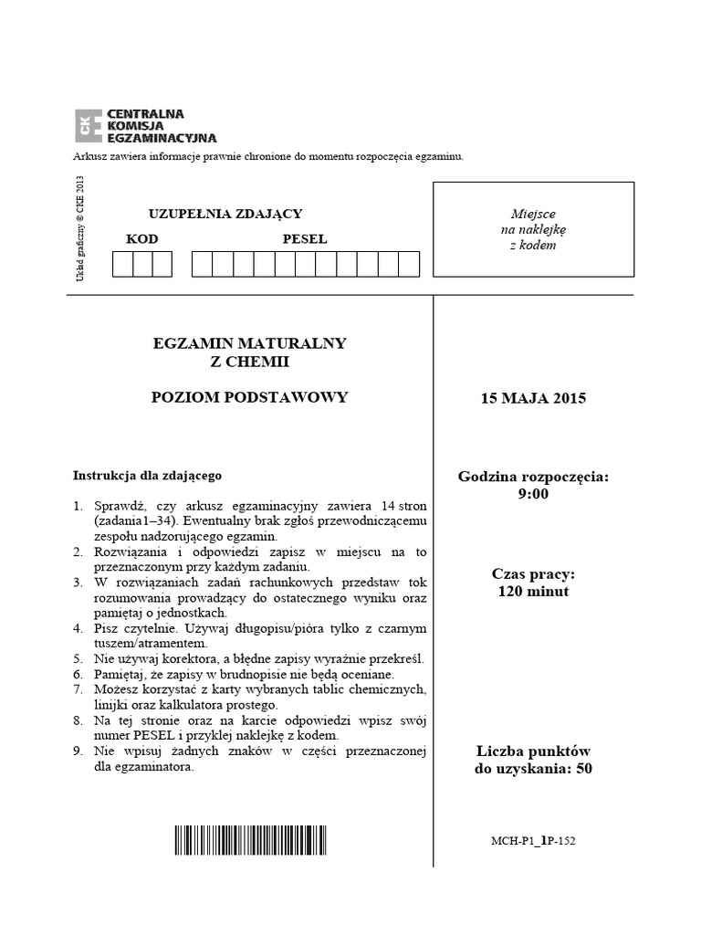 CKE - 15 Maja 2015 - Arkusz PP | PDF