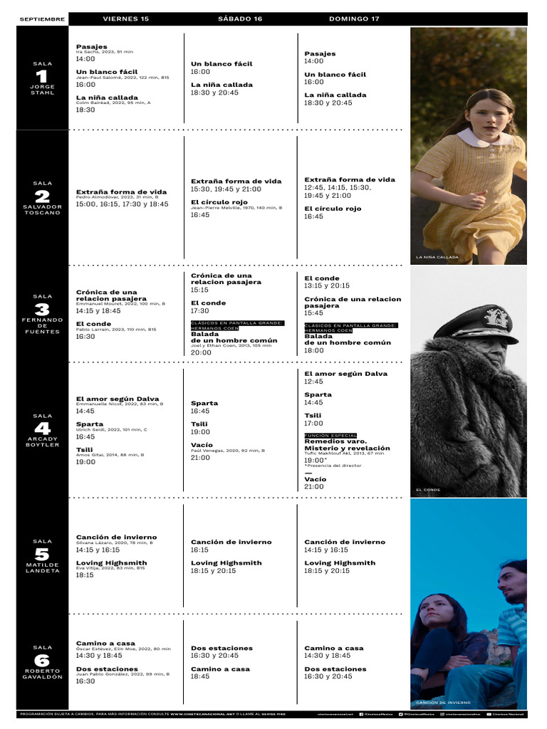 Cartelera Semanal Cineteca Nacional | PDF