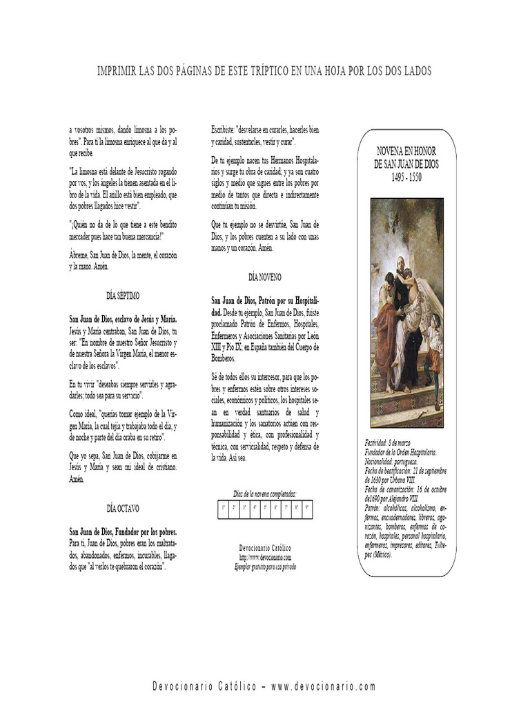 Novena a San Juan de Dios | PDF | Oración | María, madre de Jesús