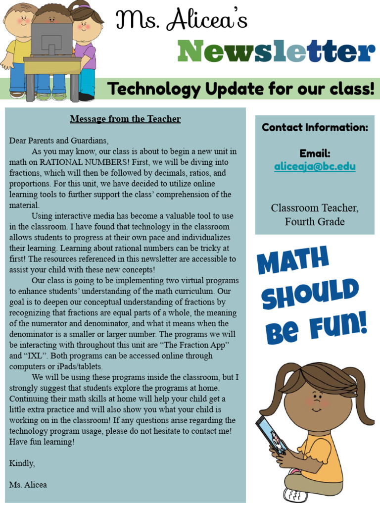 Jacqueline Alicea-Newsletter | PDF | Classroom | Learning