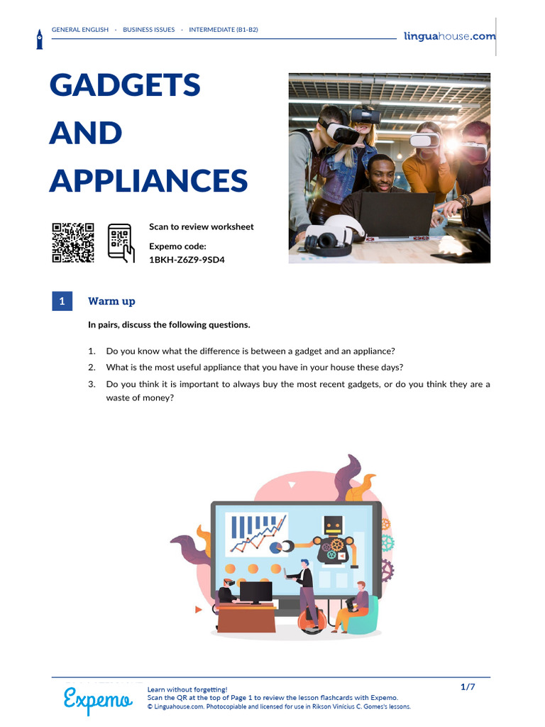 Gadgets and Appliances British English Teacher | PDF