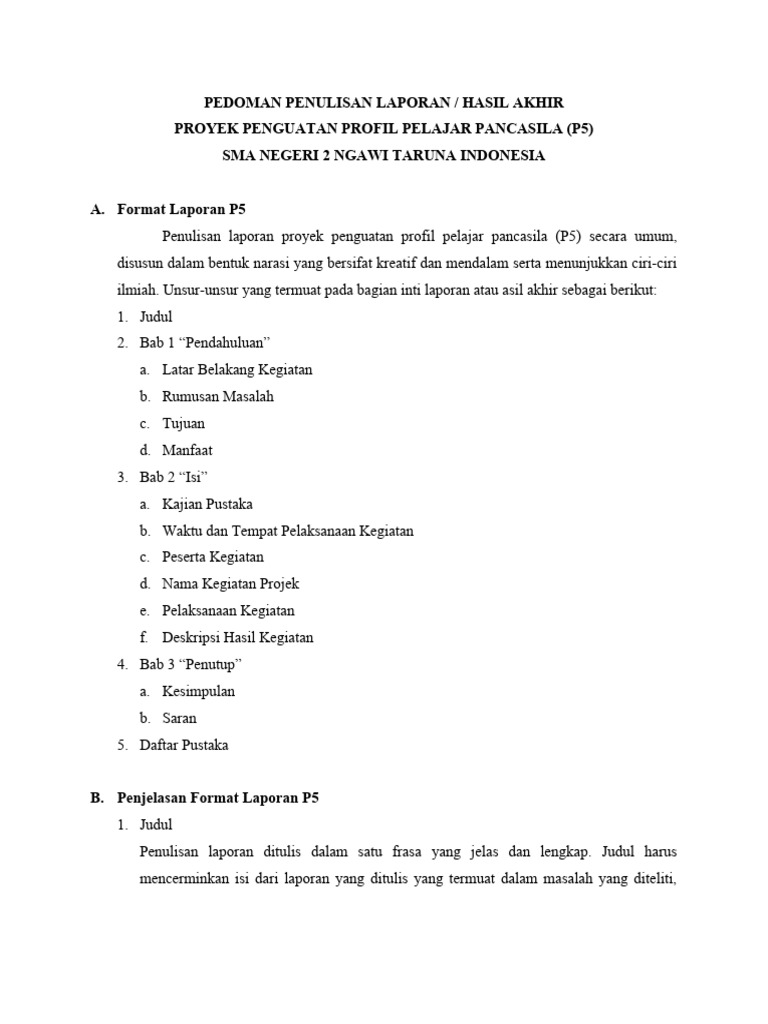 Fix Pedoman Penulisan Laporan p5 | PDF