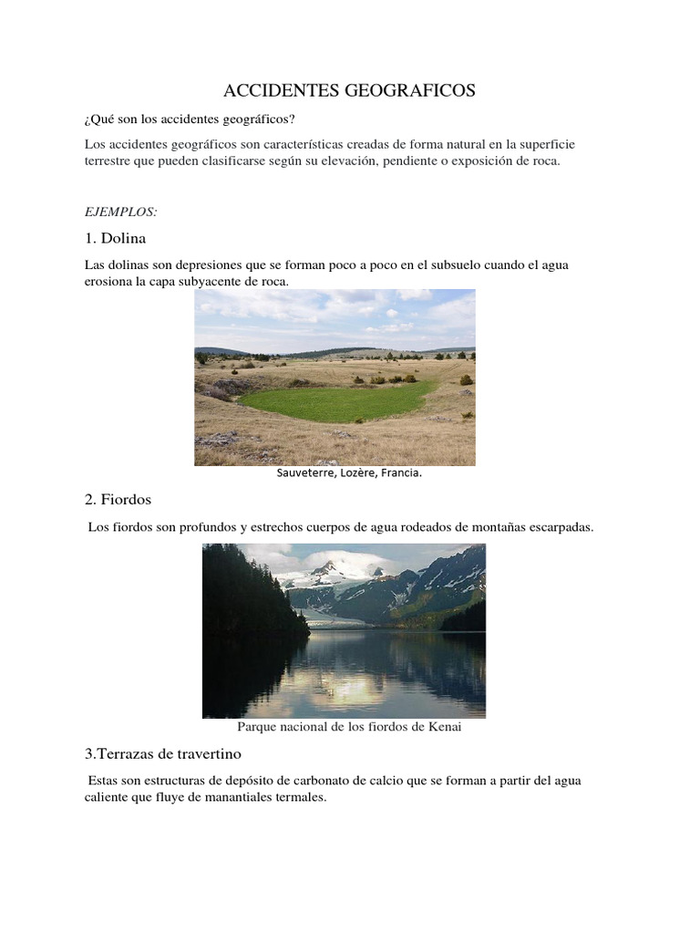 Hoja De Trabajo Sobre Accidentes Geográficos De Los Glaciares