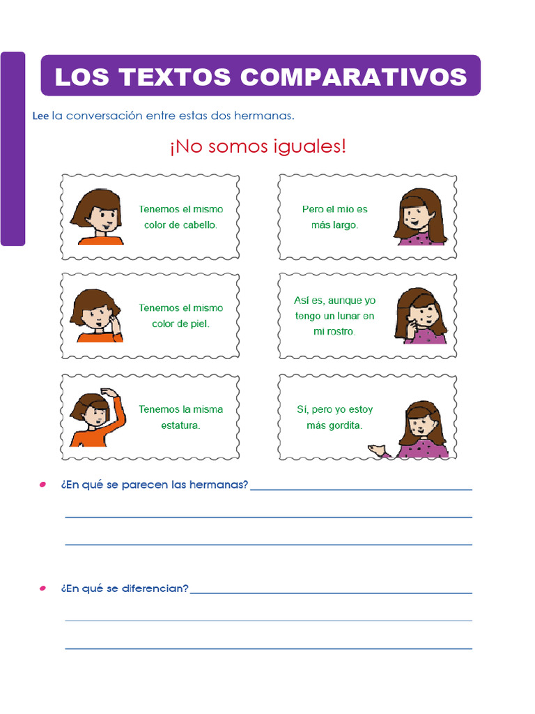 Ejemplos de Textos Comparativos para Niños | PDF