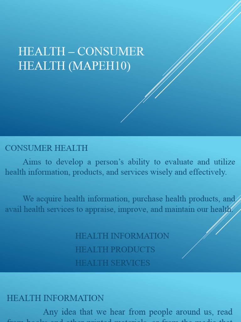 Health Consumer Health Mapeh10 | PDF