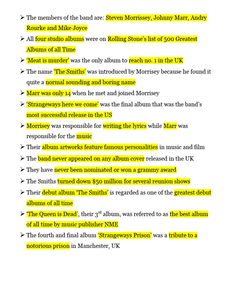 The Smiths Facts | PDF