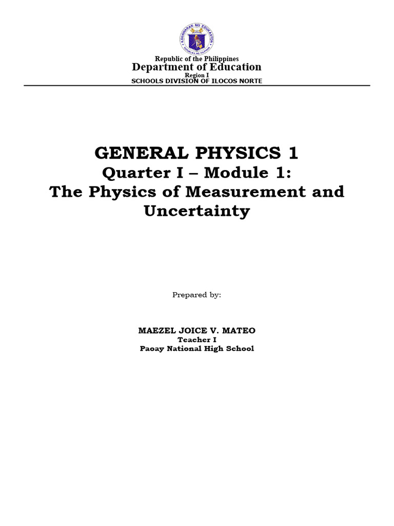 Gen. Physics 1 Module 1 | PDF | Observational Error | Accuracy And ...