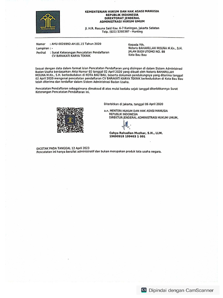 Ska Kemenkumham BKT | PDF