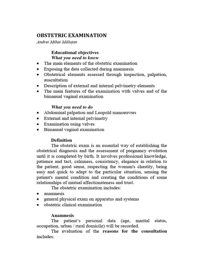 External Obstetric Examination Guide | PDF | Pelvis | Childbirth