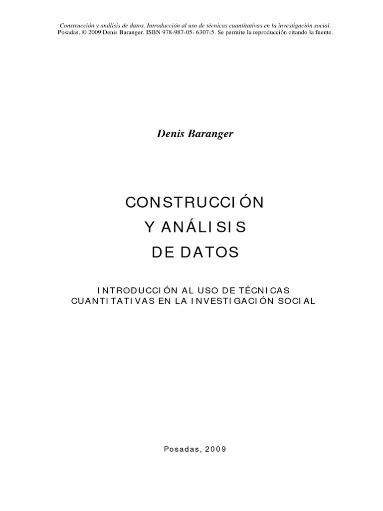 BARANGER Denis - Construccion - y - Analisis - de - Datos. - Introd - Cap 1 y Cap 2 | PDF ...