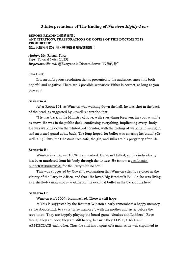 Ending of "1984" | Download Free PDF | George Orwell