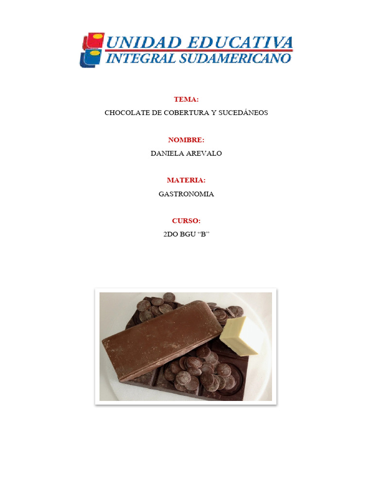 Chocolate de Cobertura y Sucedáneos | PDF | Chocolate | Sólidos de cacao