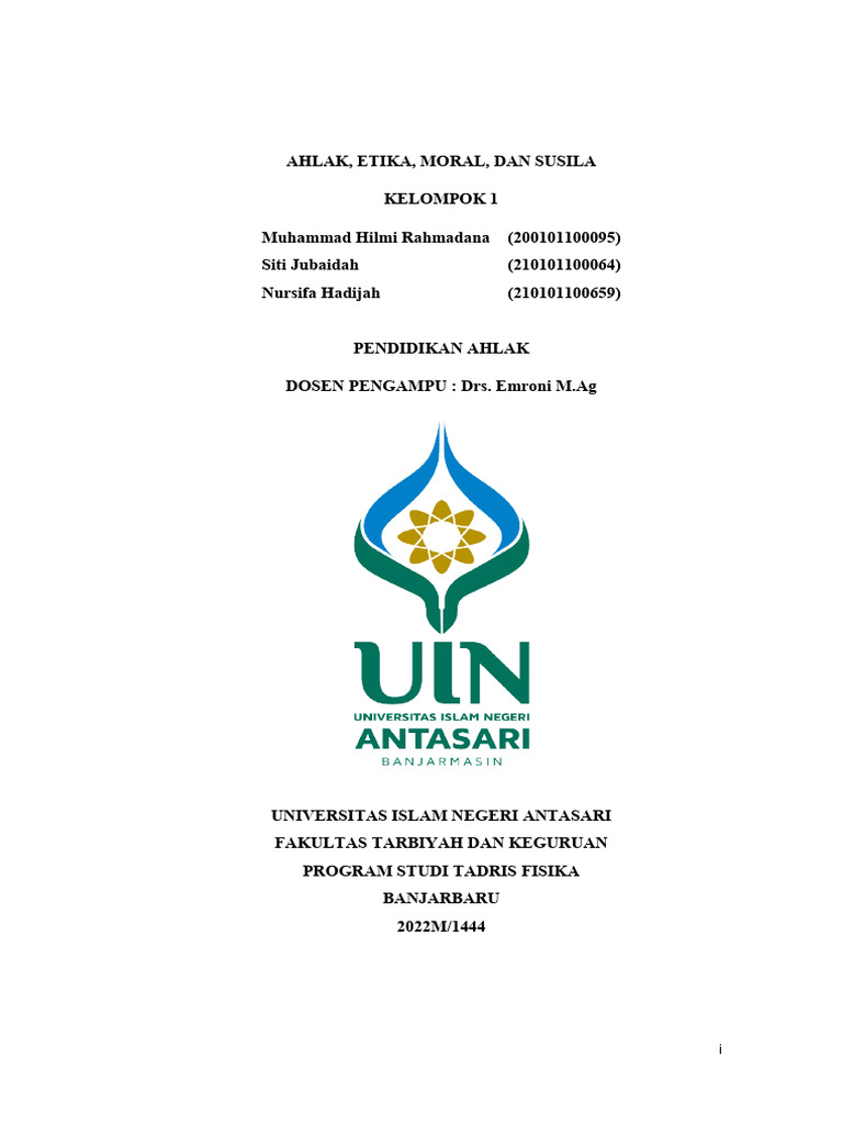 Pendidikan Ahlak dan Etika | PDF