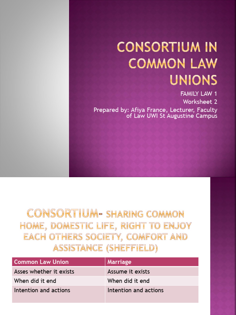 WS 2 - Consortium in Common Law Unions | PDF | Wife | Marriage