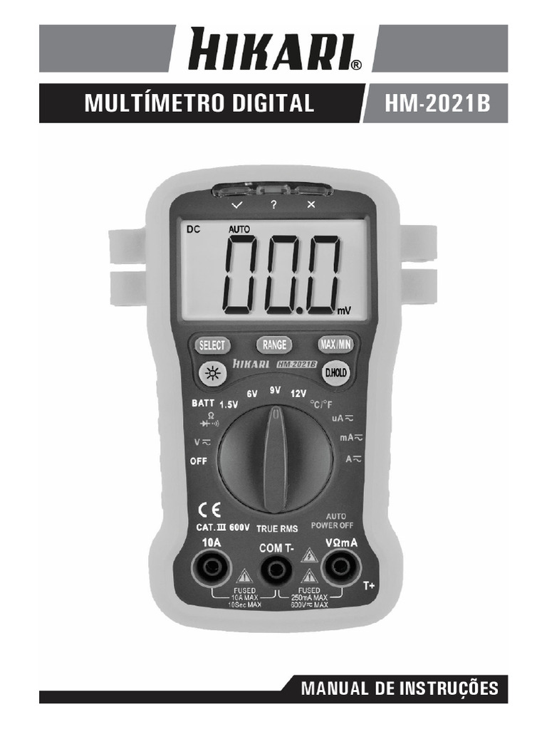 Manual Multimetro Digital HM 2021B | PDF | Eletricidade | Rede elétrica