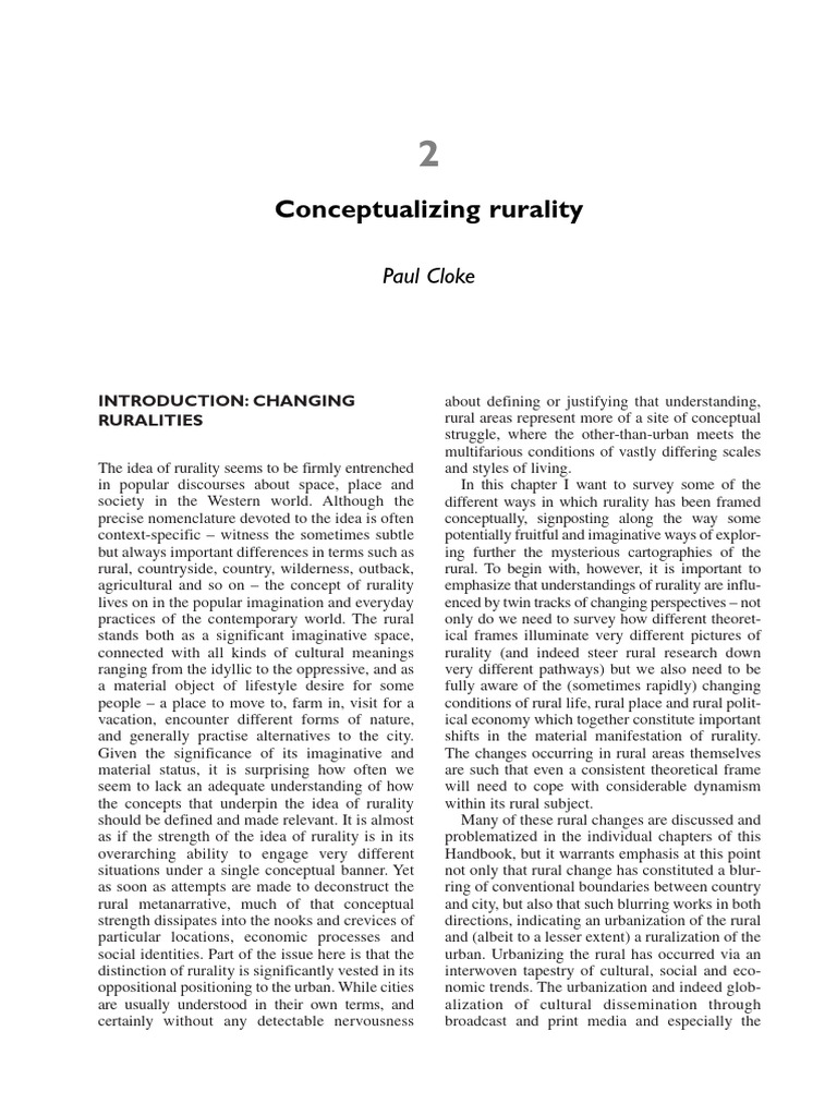 Conceptualizing Rurality and The Nature of Rural Areas | PDF