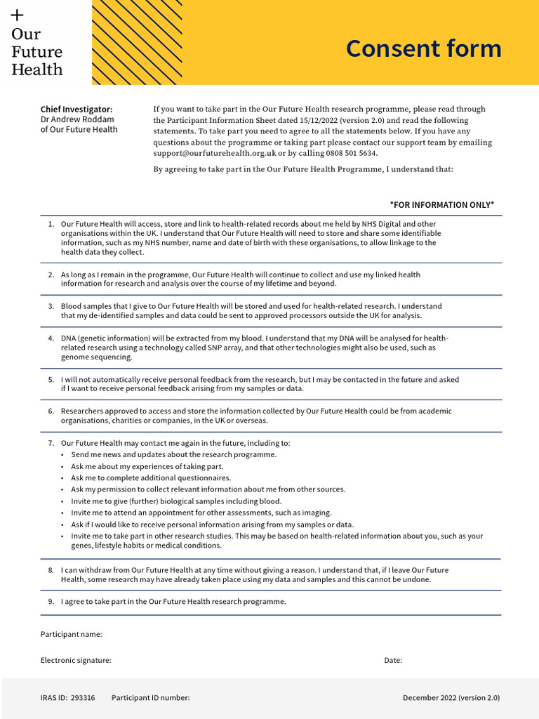 Consent Form - Version 2.0 | PDF