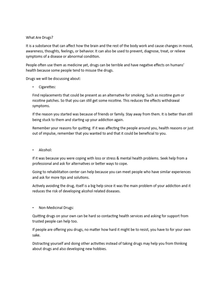 Drugs, Diseases, and The Effects It Has On People (Script) | Download Free PDF | Substance Abuse ...