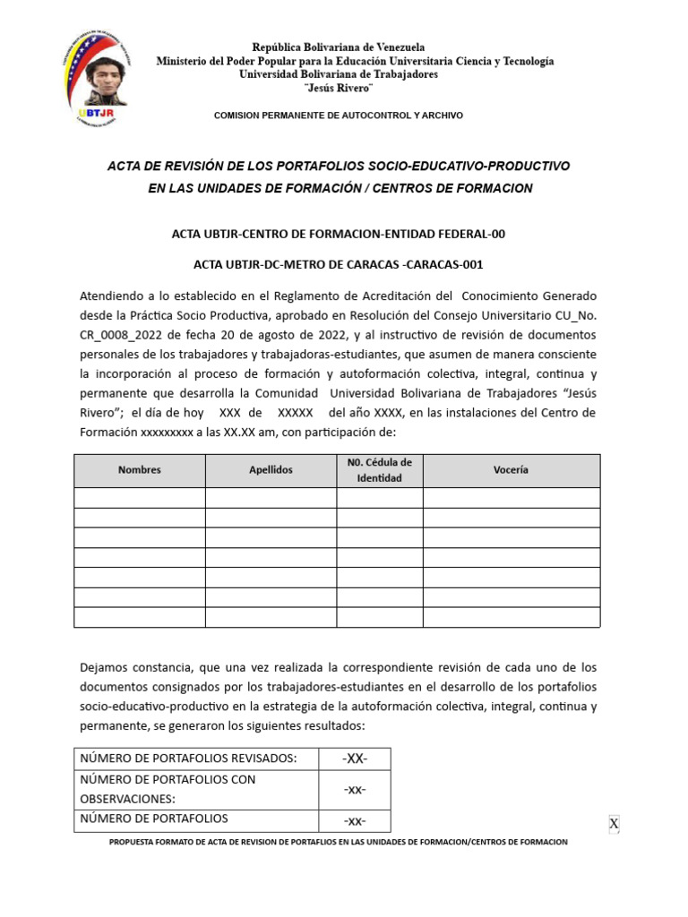 Formato de Acta de Revision de Portafolios | PDF