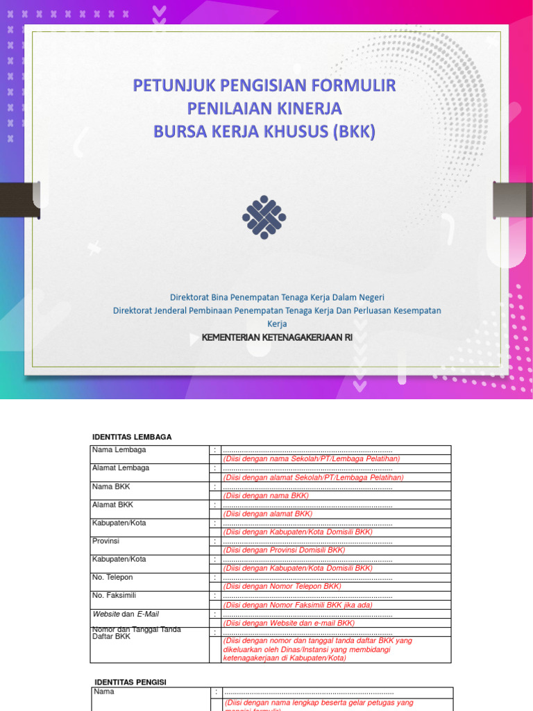 Petunjuk Isian Form Penilaian Kinerja BKK | PDF