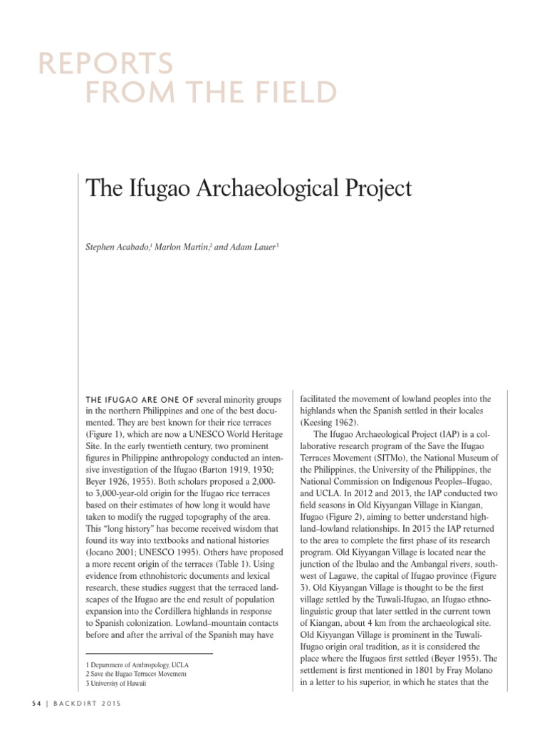 The Ifugao Archaeological Project | PDF | Ethnicity