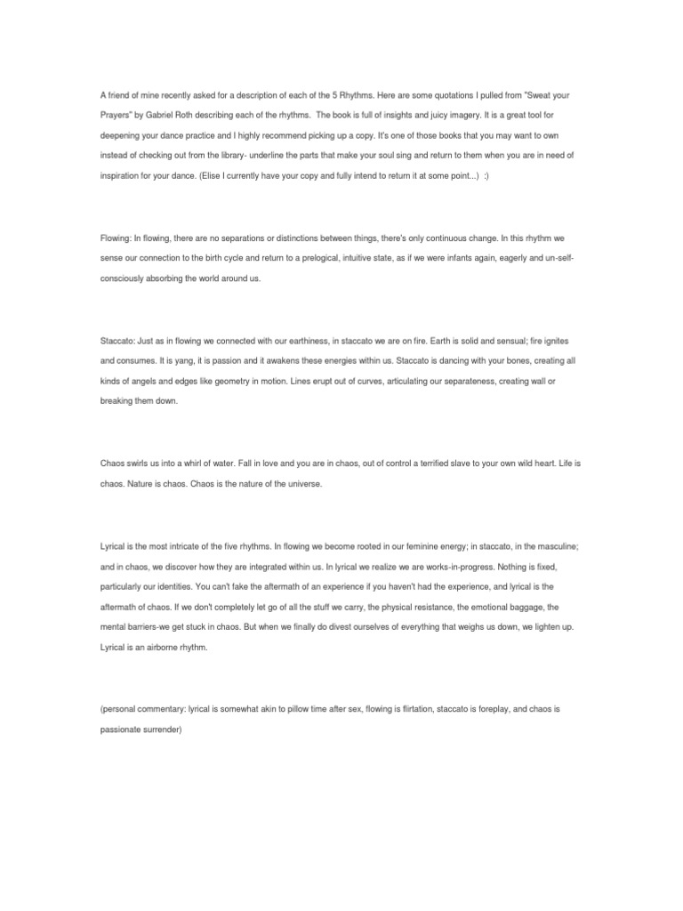 Five (5) Rhythms Quotes Gabriel Roth | PDF