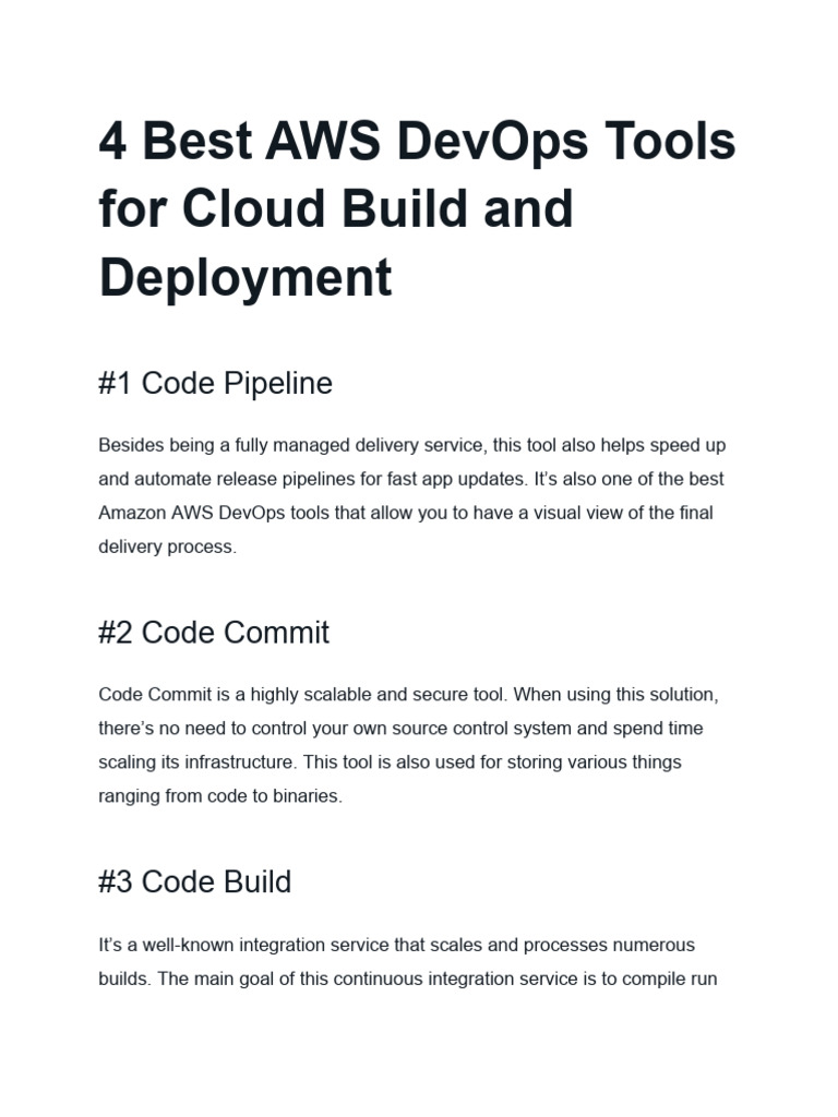 4 Best AWS DevOps Tools For Cloud Build and Deployment | PDF | Business ...