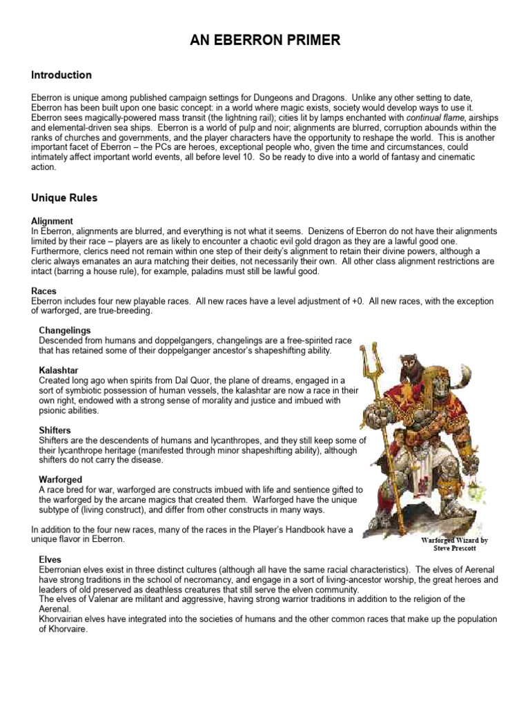 Jaytic D'cannith's Eberron Primer | PDF | Dwarf (Dungeons & Dragons ...