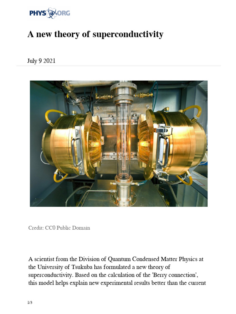 2021 07 Theory Superconductivity | PDF | Superconductivity | Applied And Interdisciplinary Physics