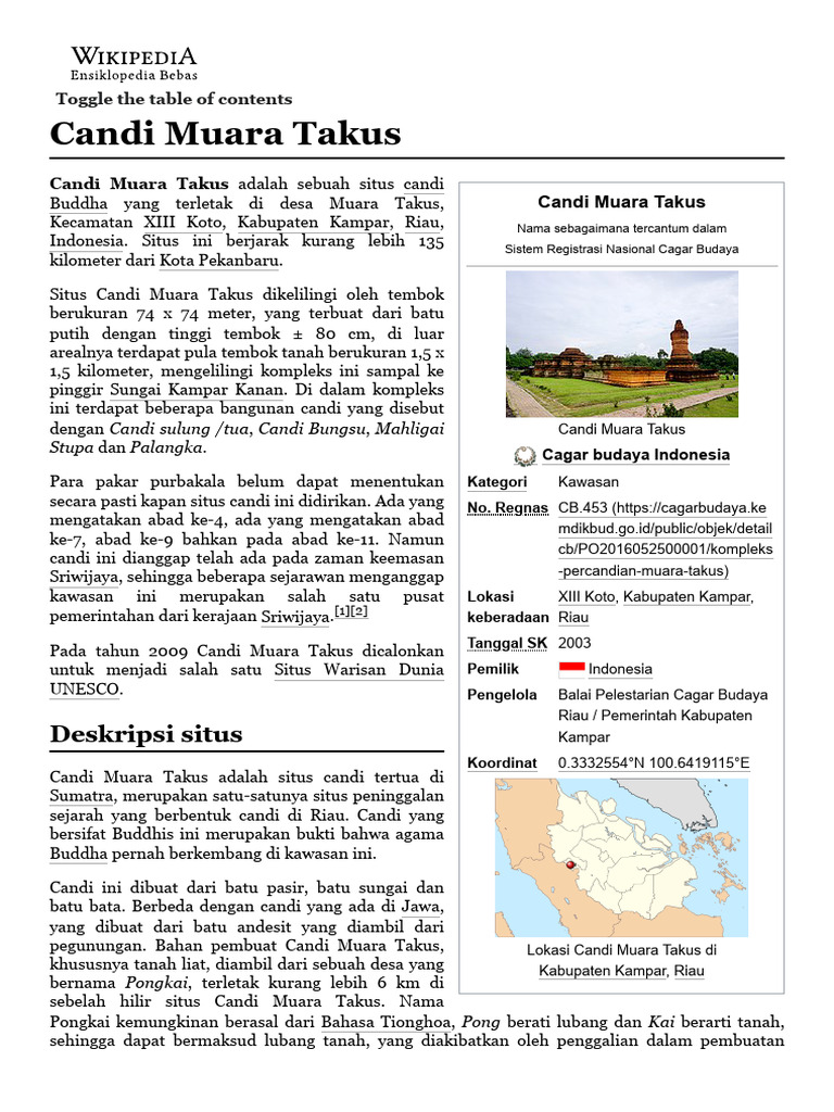 Candi Muara Takus: Situs Sejarah Buddha | PDF