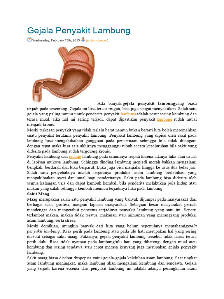 Gejala Penyakit Lambung | PDF | Gaya Hidup