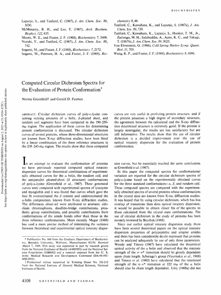 1969 - Greenfield - Computed Circular Dichroism Spectra For The ...