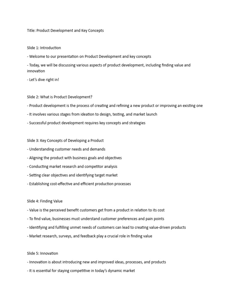 Key Concepts in Product Development | PDF | Innovation | Marketing