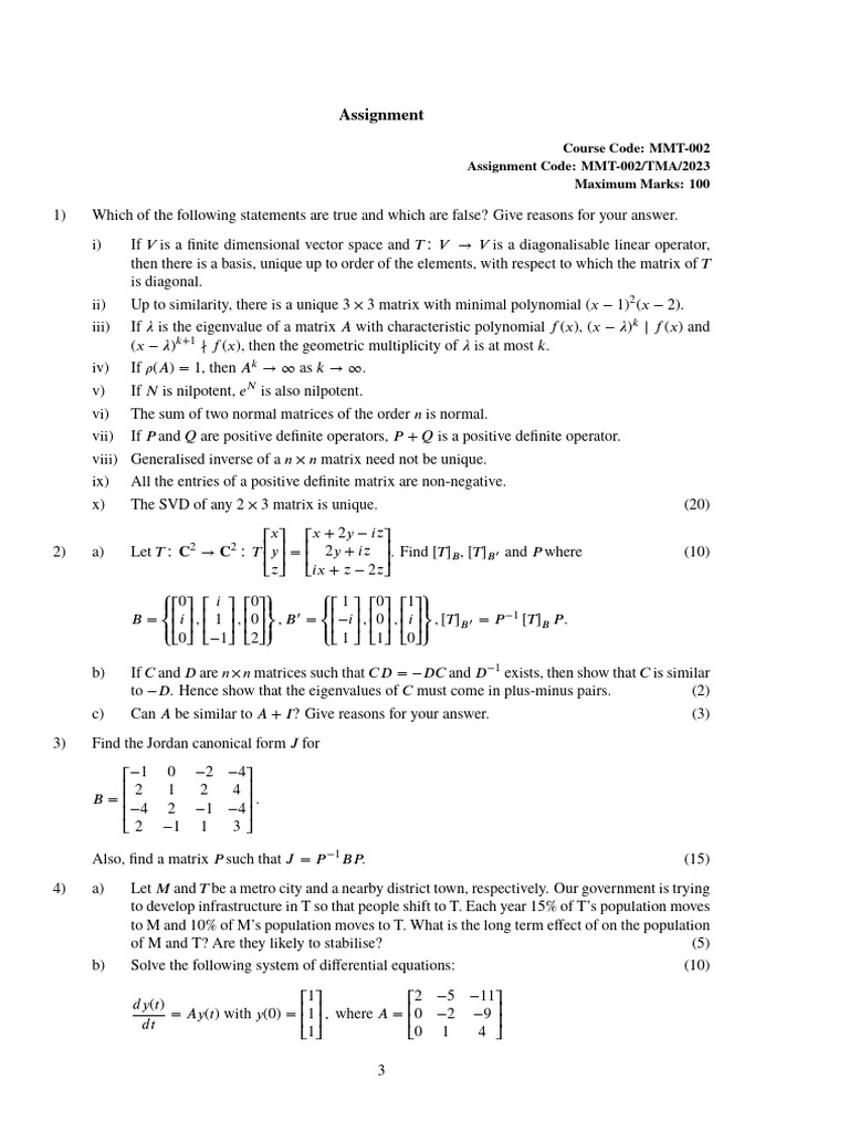 Assignment: Course Code: MMT-002 Assignment Code: MMT-002/TMA/2023 Maximum Marks: 100 | PDF ...