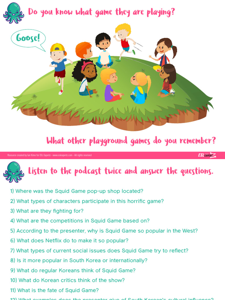 Squid Game ESL Activities and Insights | PDF | Games & Activities