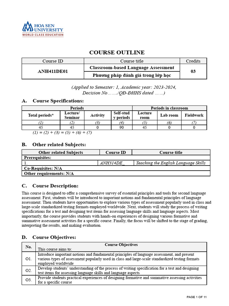 Anh411de01 Classroom Based Language Assessment 2331 điều Chỉnh
