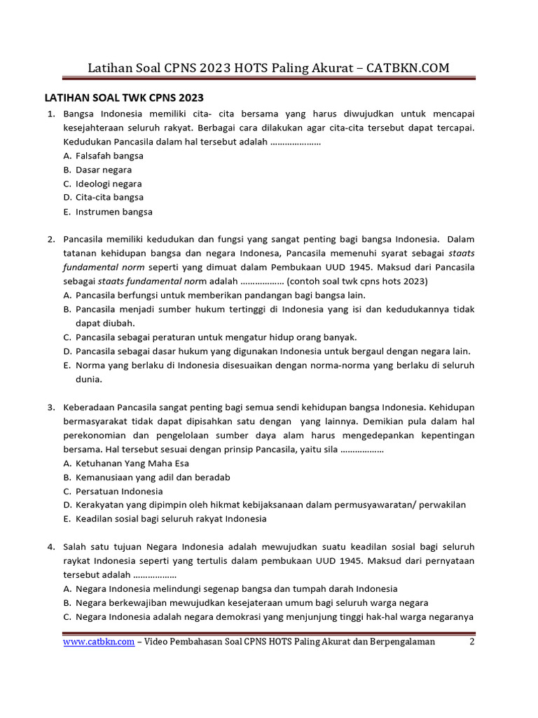 Bocoran Soal CPNS 2023 | PDF
