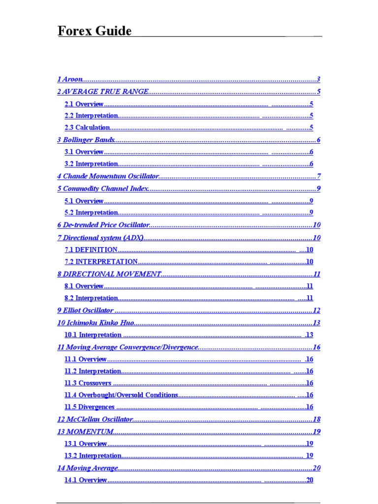 Forex Indicators Overview Guide | PDF | Moving Average | Market Trend