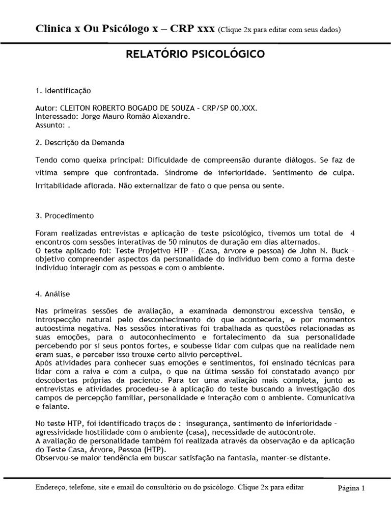 Modelo-Laudo-Relatório-Psicologico-01 Luiza Dos Santos Alexandre - Pai ... Modelo-Laudo-Relatório-Psicologico-01 Luiza Dos Santos Alexandre - Pai ...
