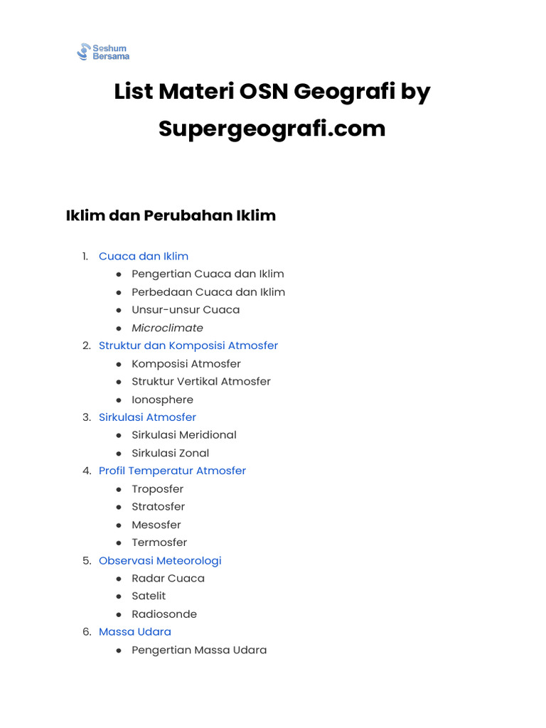 List Materi OSN Geografi by Supergeografi | PDF