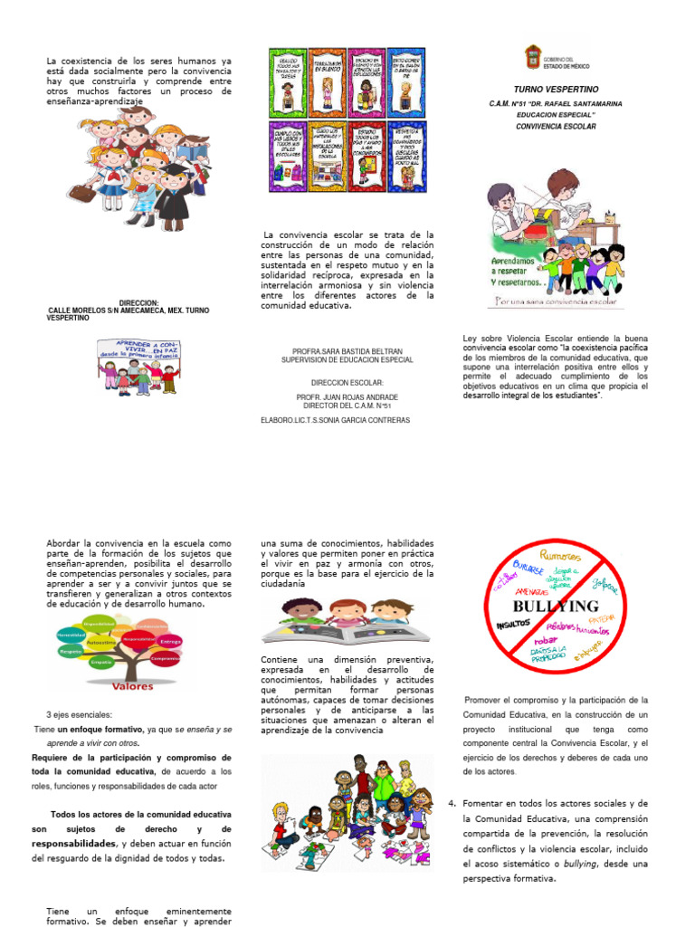 Triptico Convivencia Escolar | PDF
