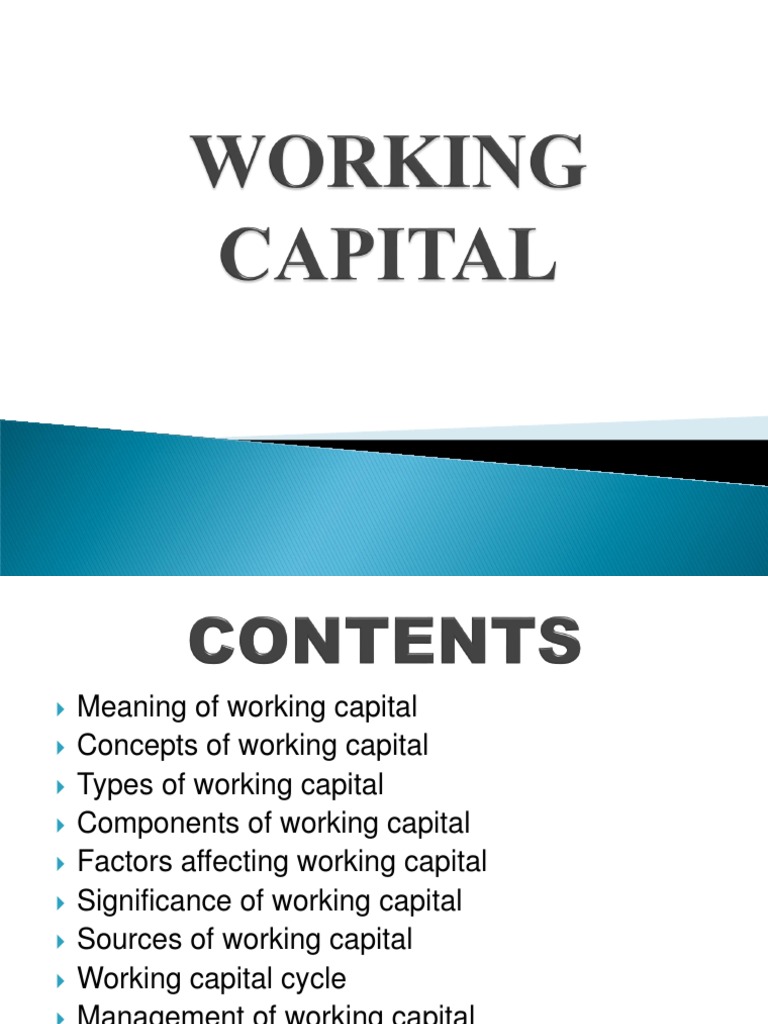 Working Capital 1 | PDF | Working Capital | Credit (Finance)