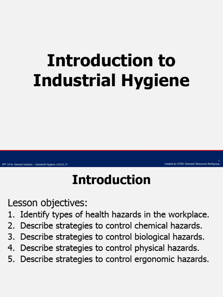 Industrial Hygiene PPT | PDF | Occupational Hygiene | Hazards