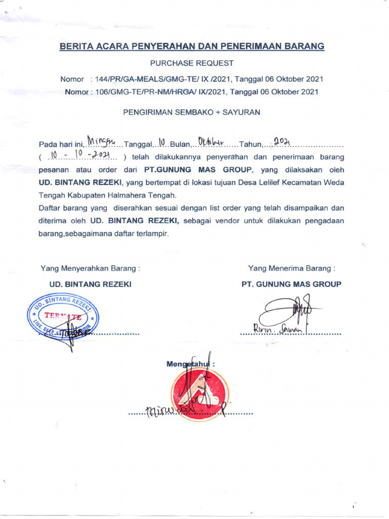 Ba Sembako 10 Okt 21 | PDF